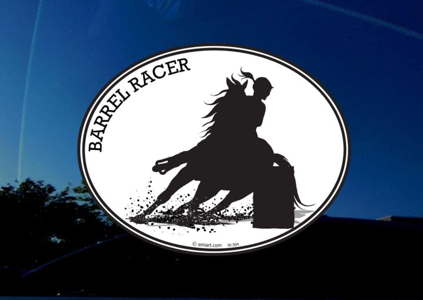 Barrel Racing Horse Decal Sticker- Cowgirl Up- Barrel Race Rodeo Decal ...